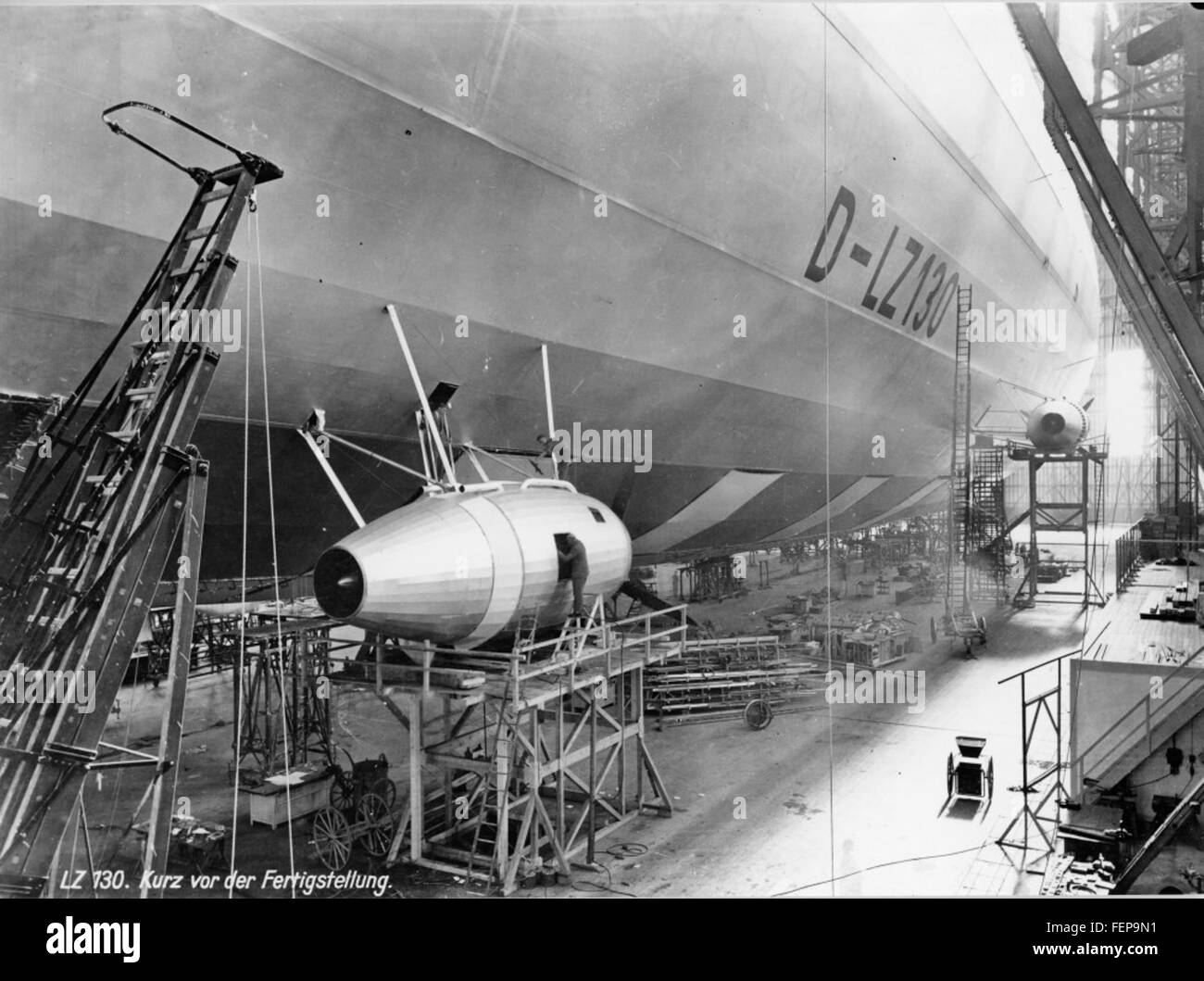 The German dirigible LZ-130, under construction in the 1930s. LZ-130 was a large rigid airship ...