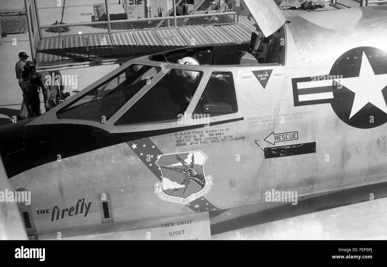 The Convair B-58 Hustler, registration number 59-2451, performs a speed ...