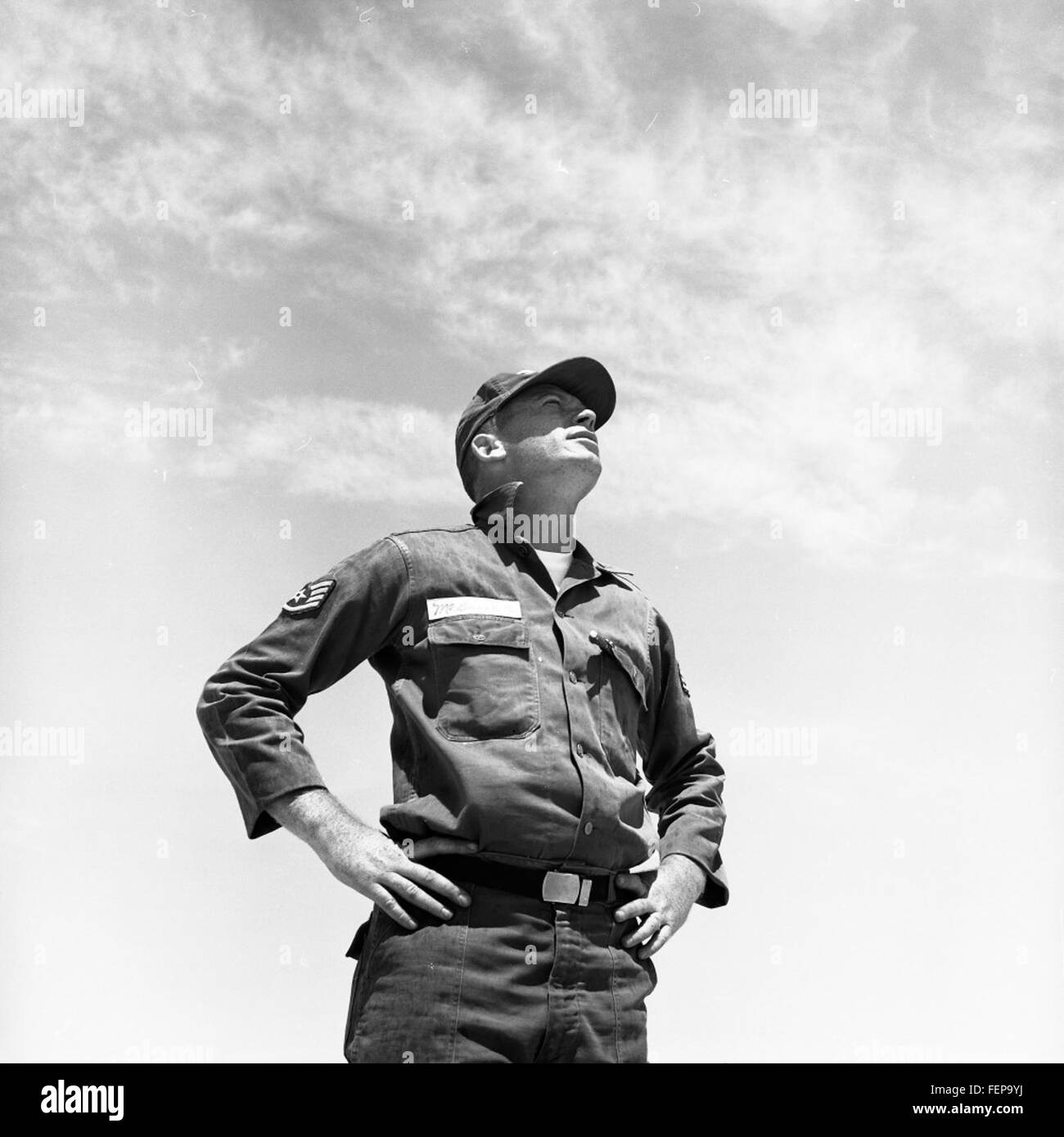 SSgt WL McGugan, crew chief of the Convair B-58 Hustler, oversees the ...