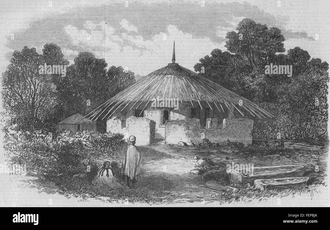 ETHIOPIA Abyssinia Expedition 1868 Round church at Mishuk 1868 ...