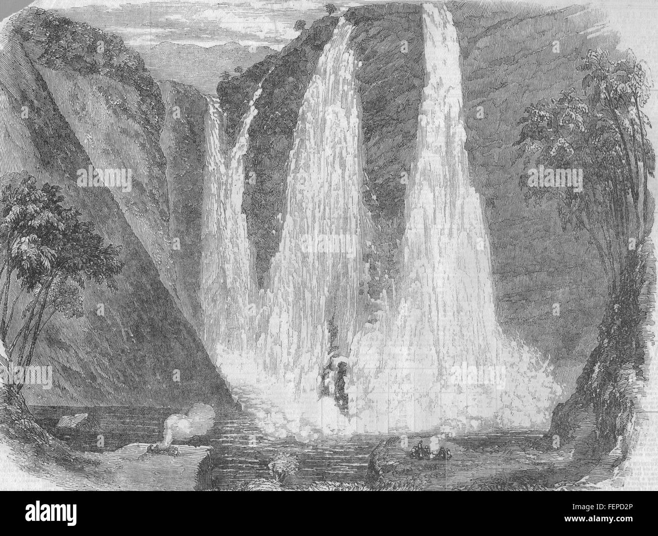 INDIA Falls of Garsuppah, Canara district, West coast of India 1856 ...