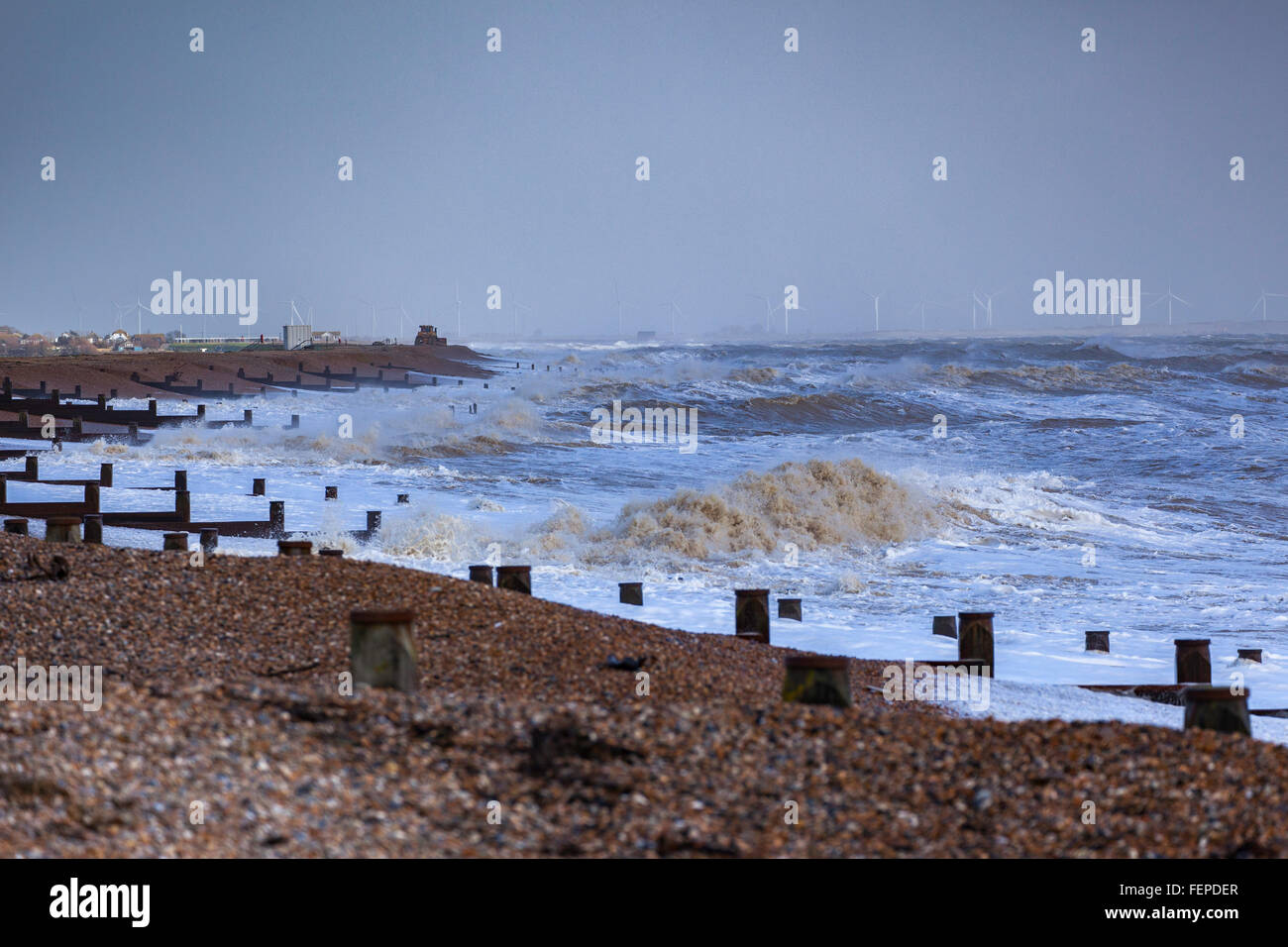 Waves Breaking on Beach During Gale Stock Photo - Alamy