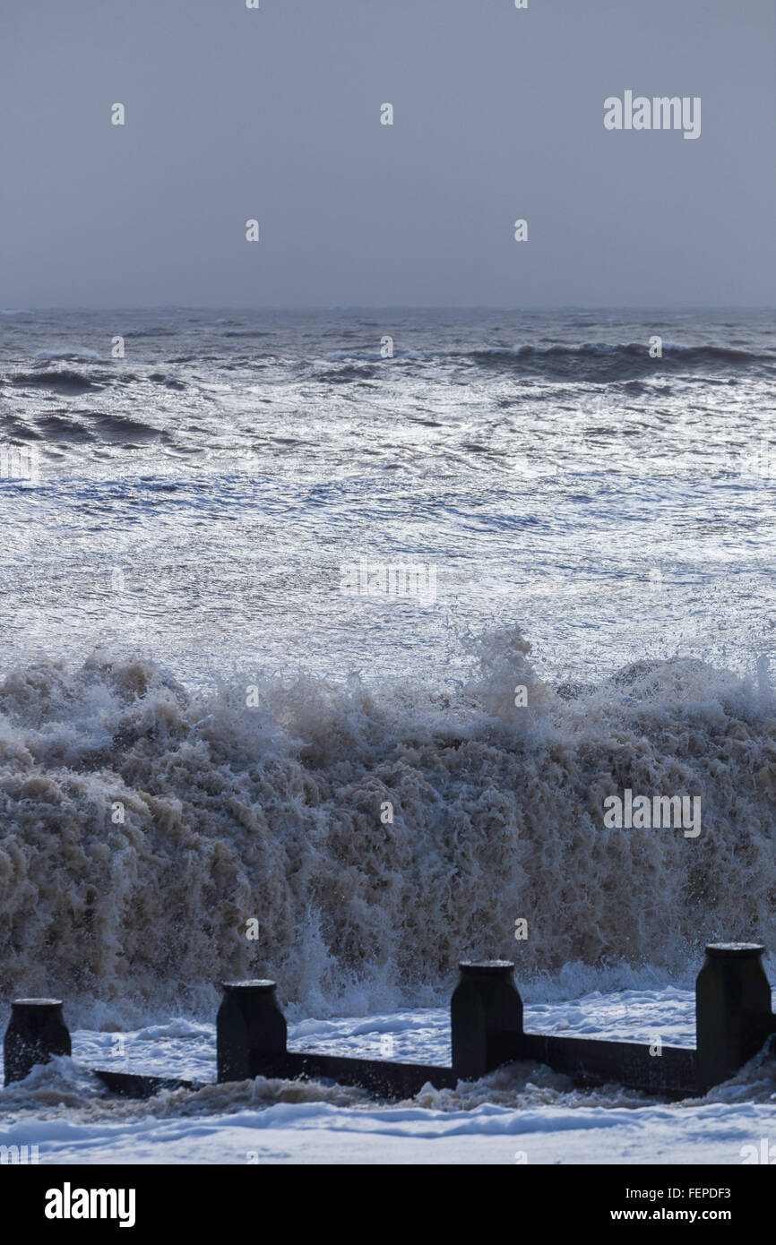 Waves Breaking on Beach During Gale Stock Photo - Alamy