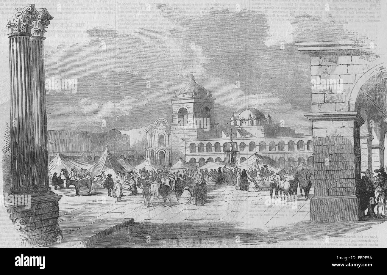 PERU Principal Square of Arequipa 1855. Illustrated London News Stock ...