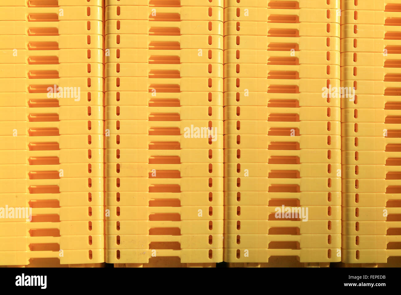 Yellow boxes on a marketplace as an abstract background pattern Stock ...