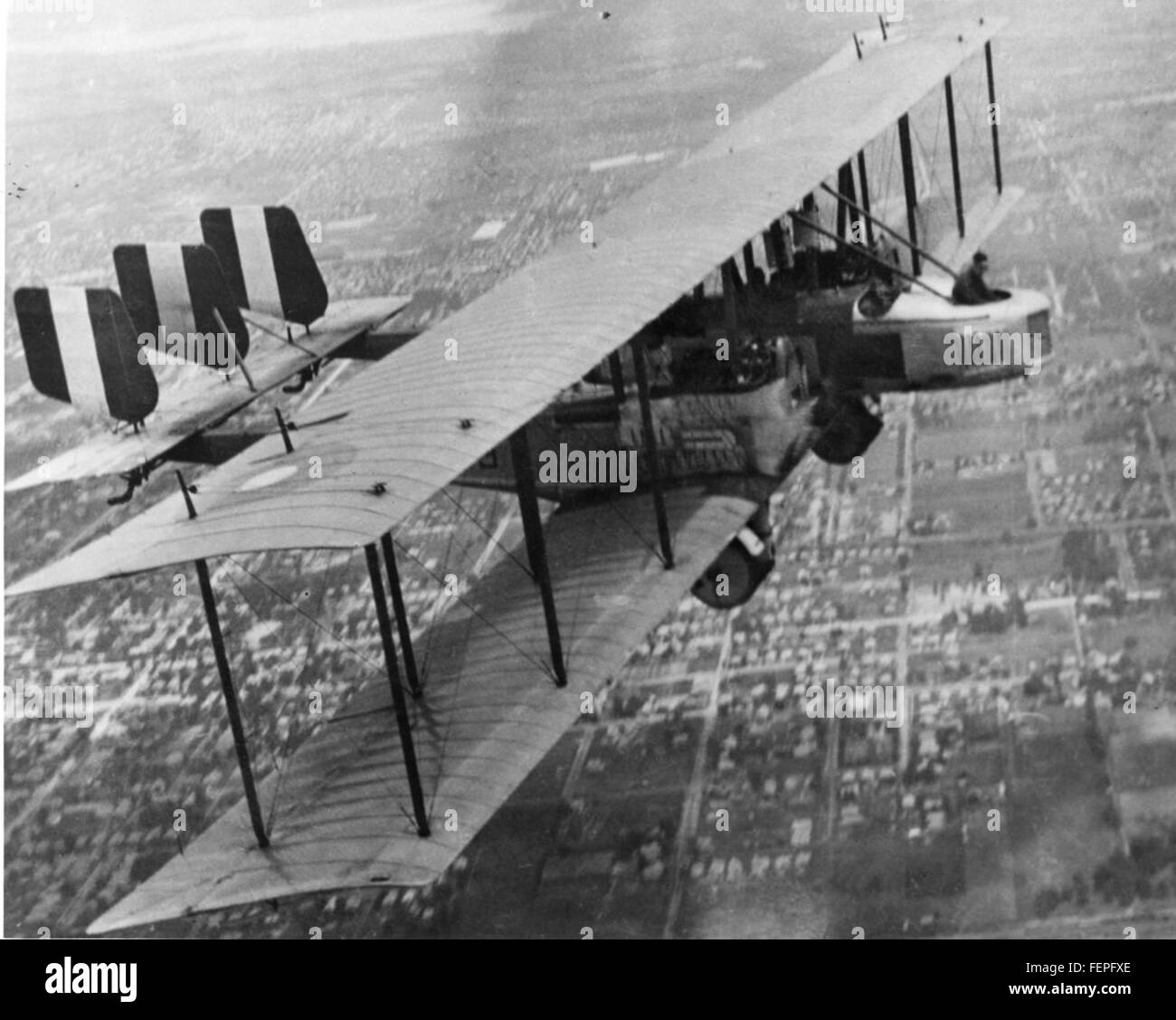 A photograph showing a Standard Caproni aircraft, which was designed as ...