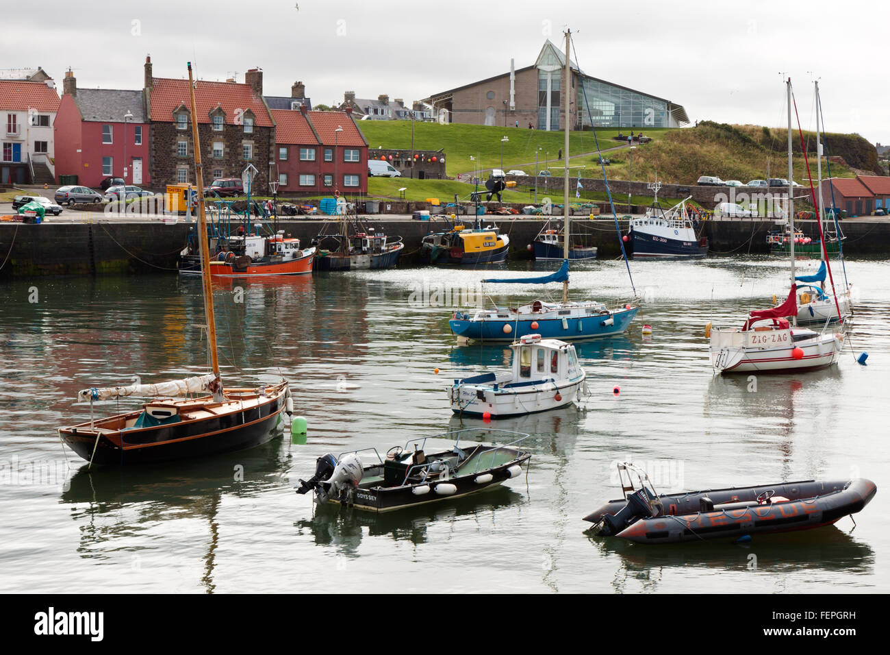 View of Dunbar harbour Stock Photo - Alamy