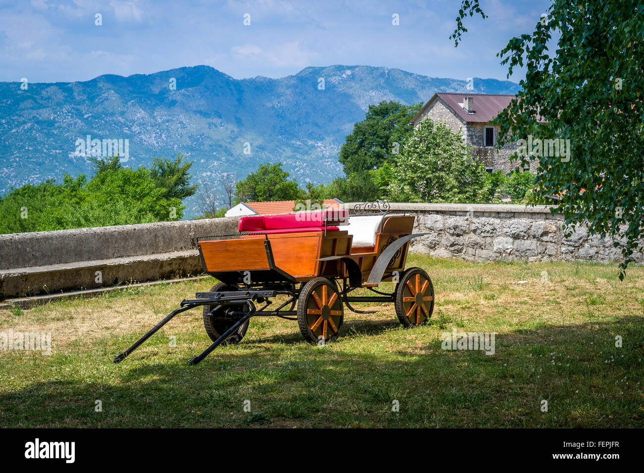 Horsedrawn carriage in Ostrog monastery Stock Photo - Alamy
