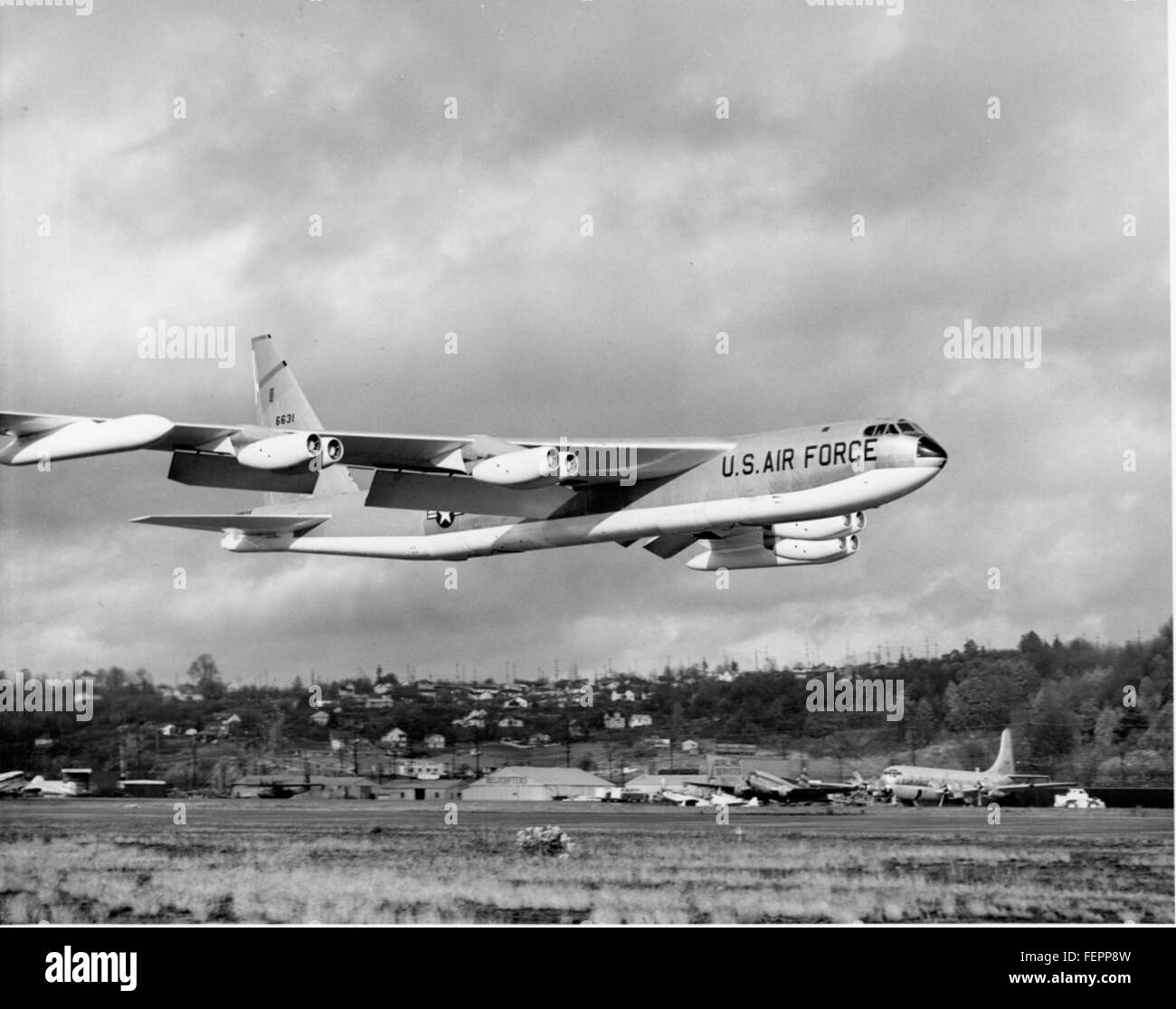 A historic Boeing photo showing the first B-52E-85 Stratofortress, an ...