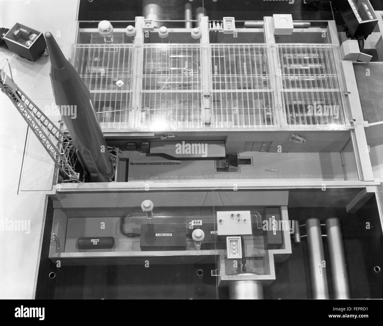 This close-up image depicts the 120-scale model of an aircraft launcher ...