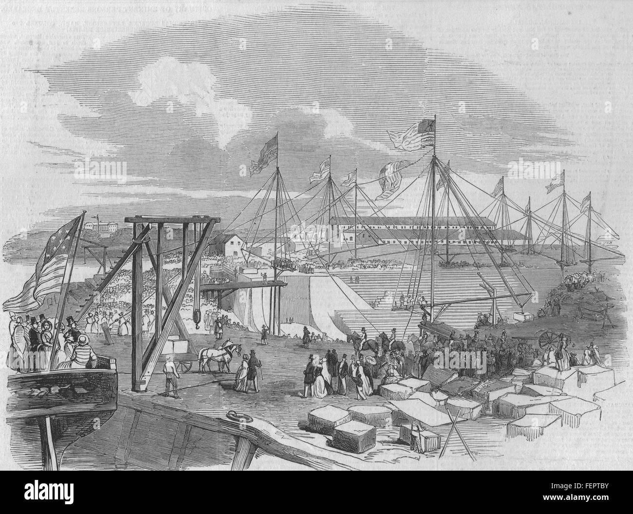 NEW YORK The dry dock works, United States Navy-yard, New York 1849 ...