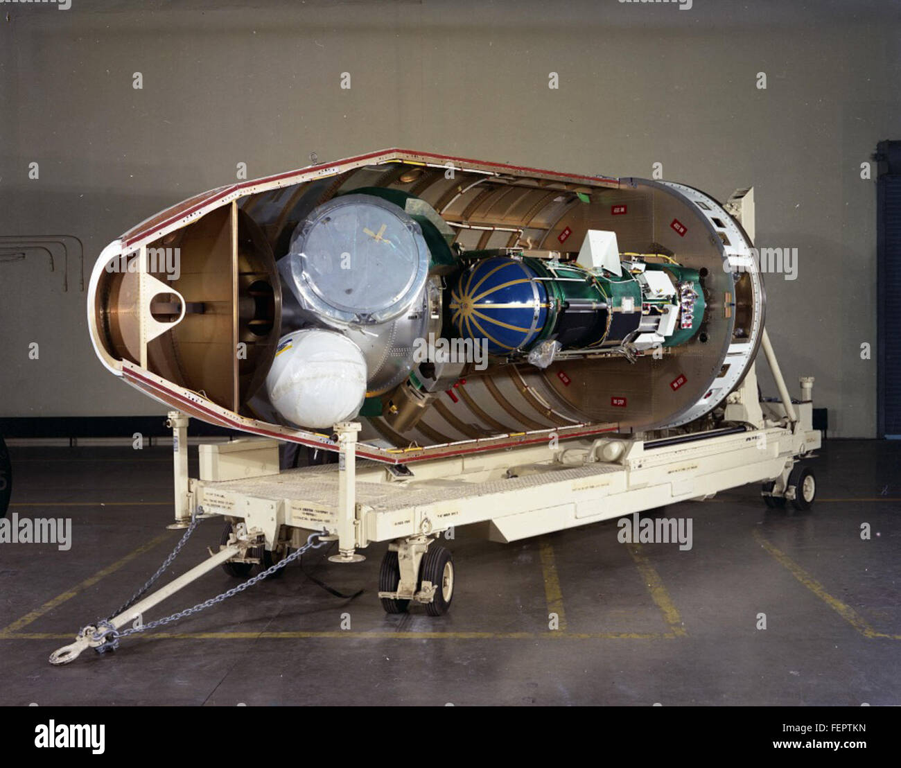 This image depicts an Atlas missile system payload component ...