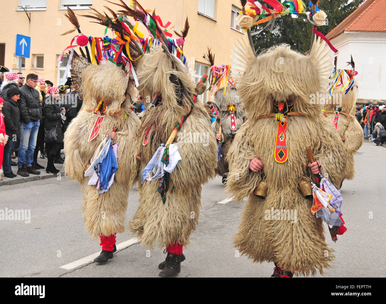 Ptuj, Slovenia - February 7, 2016 - Traditional carnival with ...