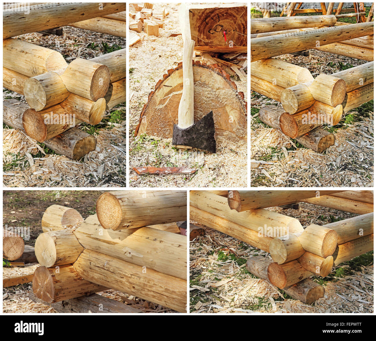 Collage of carpentry workshop details Stock Photo - Alamy
