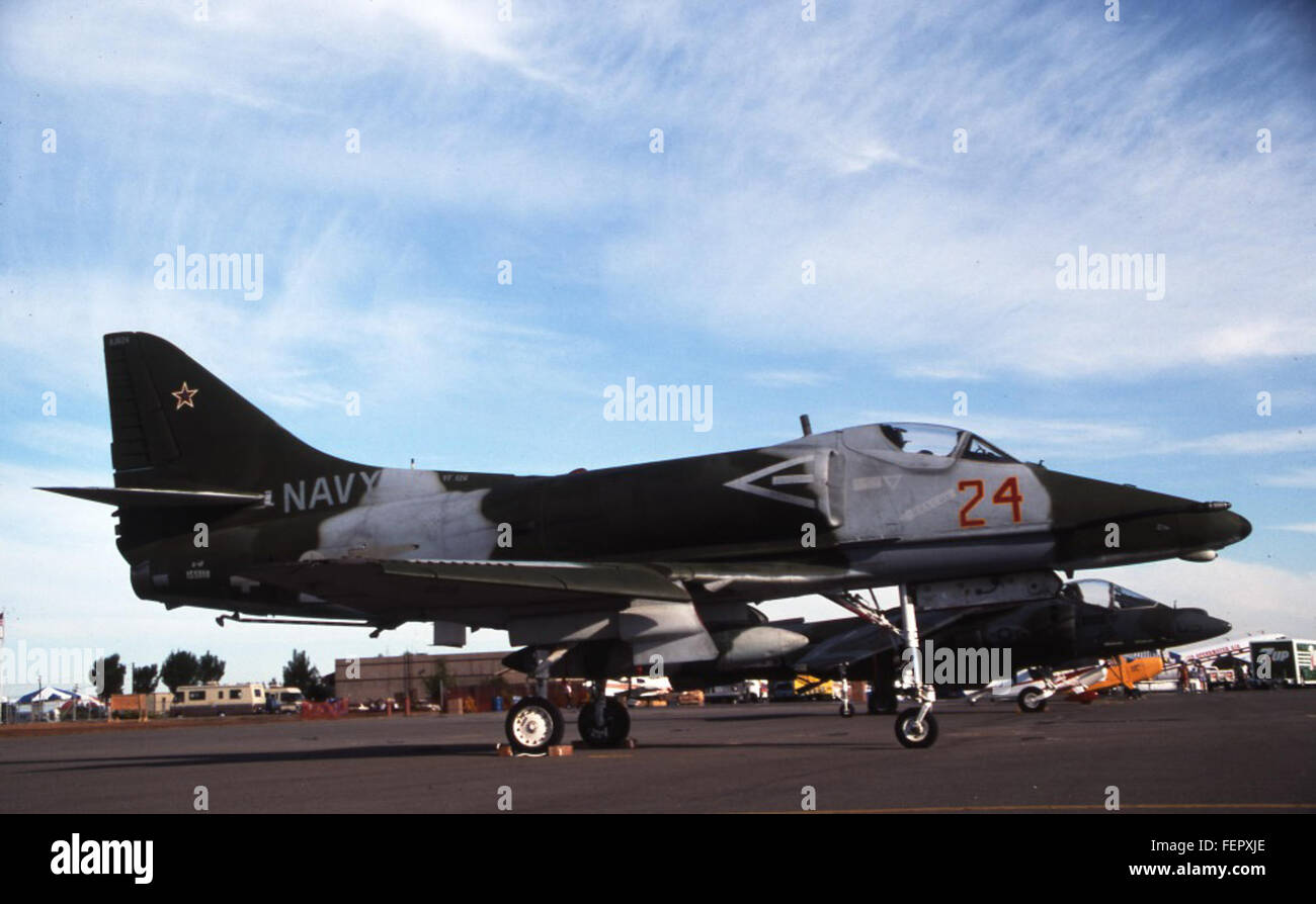 This image shows a Douglas A-4F Skyhawk (155018) of VF-126 at a U.S ...