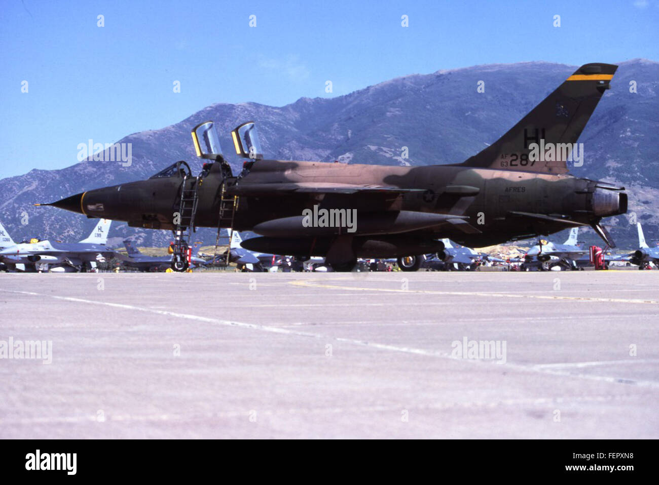 The Republic F-105F Thunderchief (Serial 63-8287) is seen here in a ...