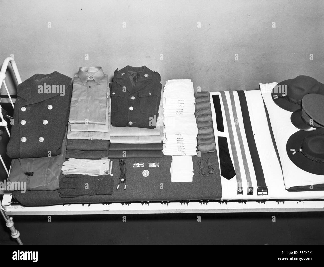 This image depicts the property inspection of cadets, likely at a ...