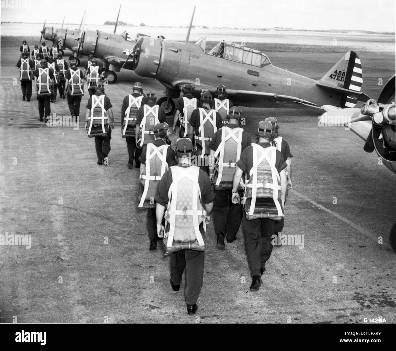 This image shows the North American BT-9C, a trainer aircraft used by ...