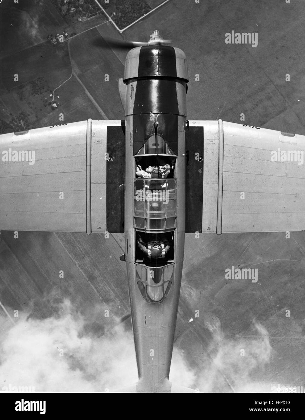 A vertical view of the North American BT-14, a World War II-era trainer ...