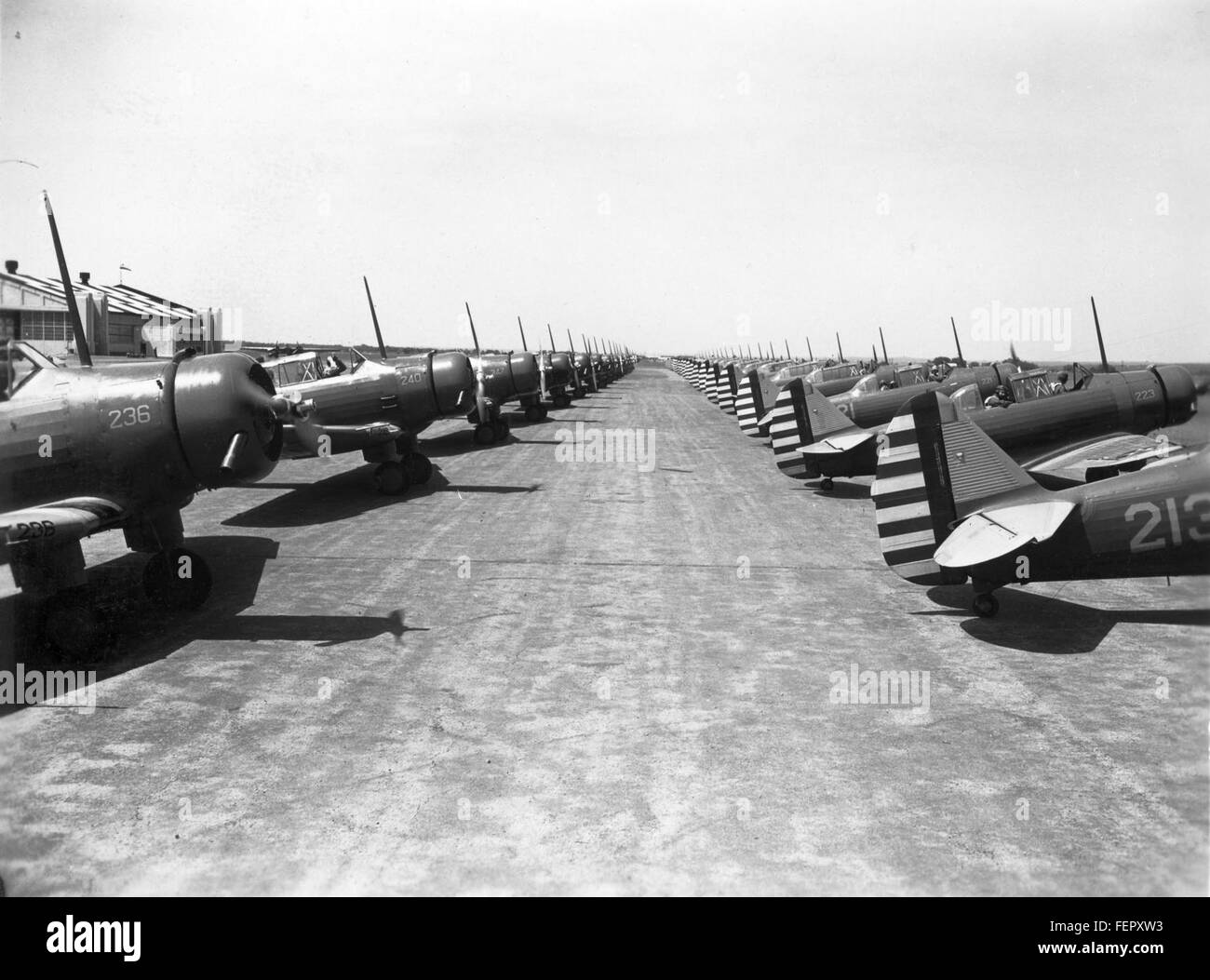 The North American BT-9, seen on the flight line at Randolph Field, is ...