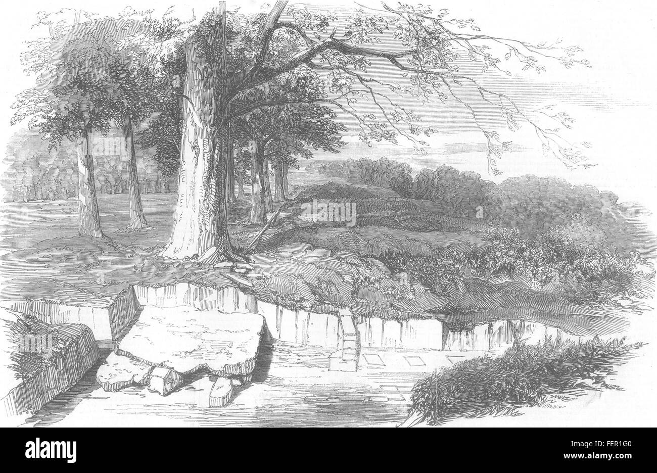 SHROPSHIRE Excavations on the site of a Roman Villa, Linley Hall 1856 ...