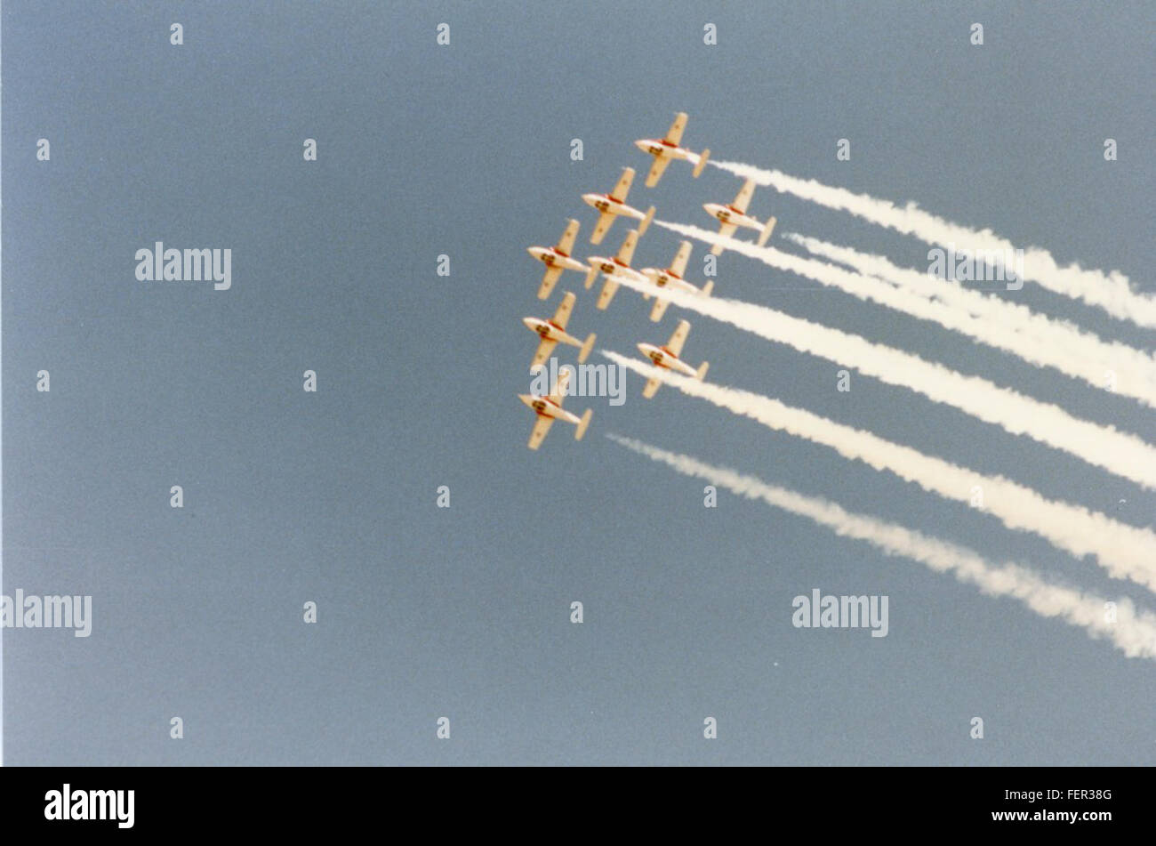 The Canadair CT-114 Tutor (CL-41A) is seen in a large formation ...