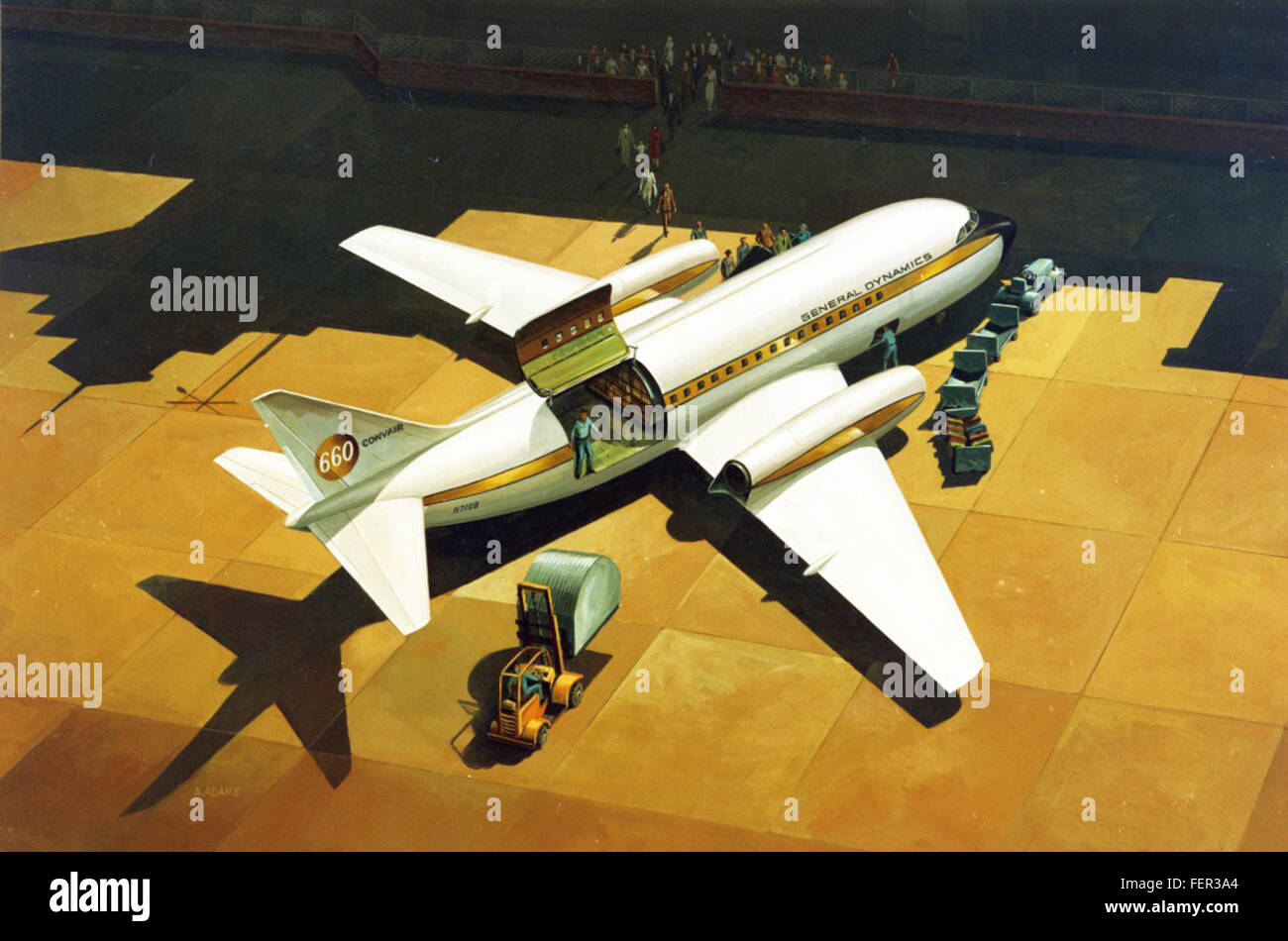 The Convair 660, depicted in this artwork, was a turboprop airliner ...