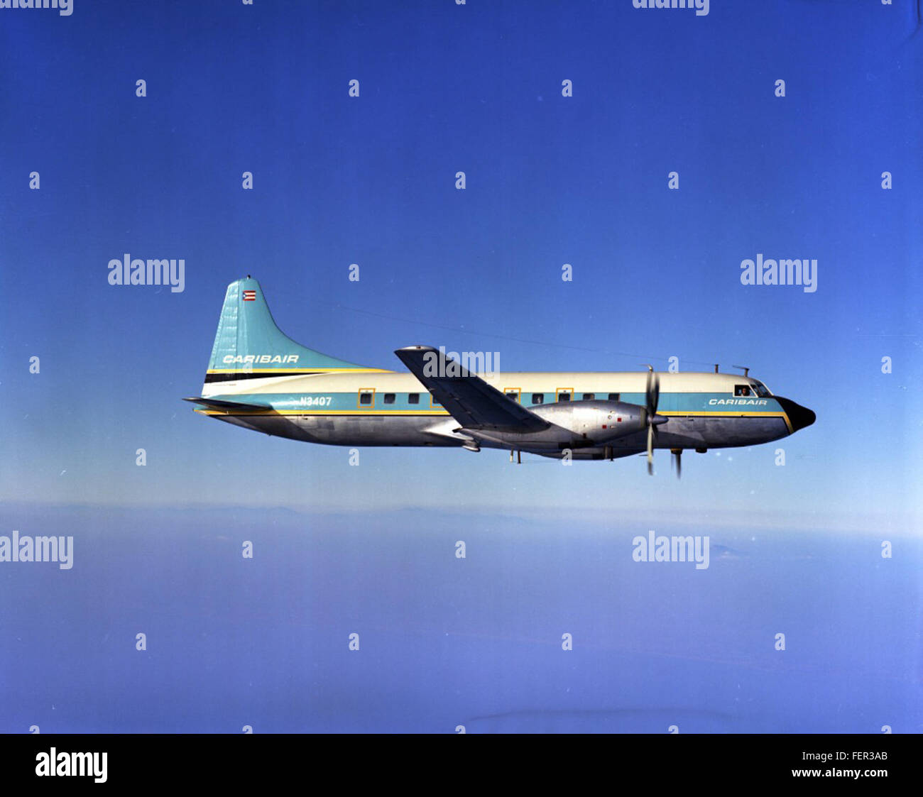 The Convair 640, registration N3407, was operated by Caribair in 1965 ...