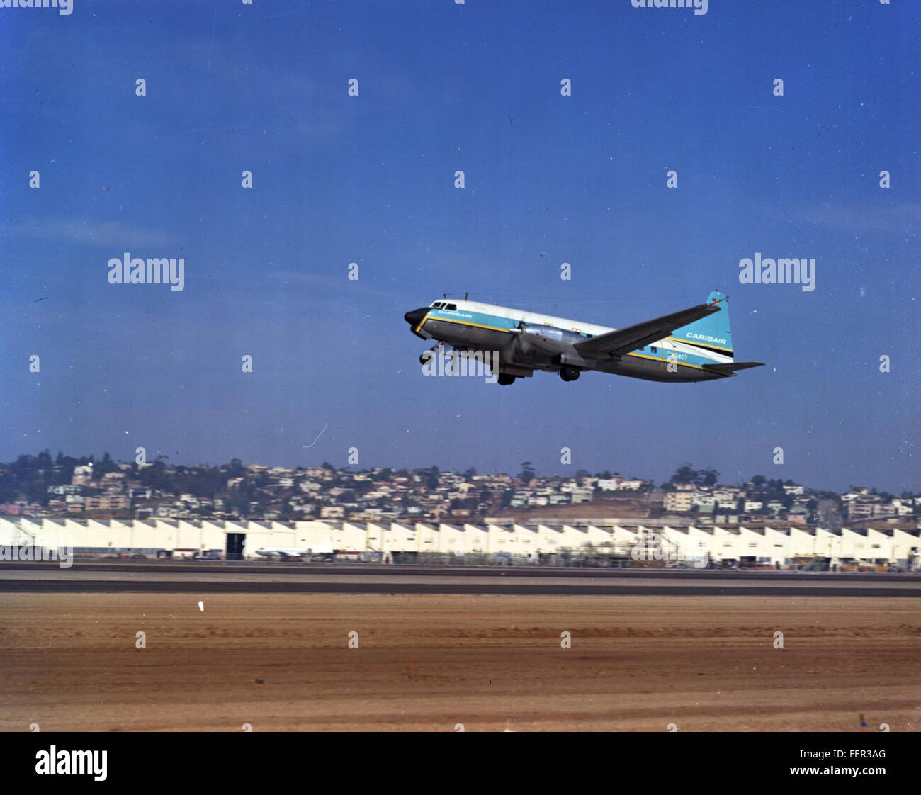 The Convair 640, registration N3407, operated by Caribair in 1965, is ...