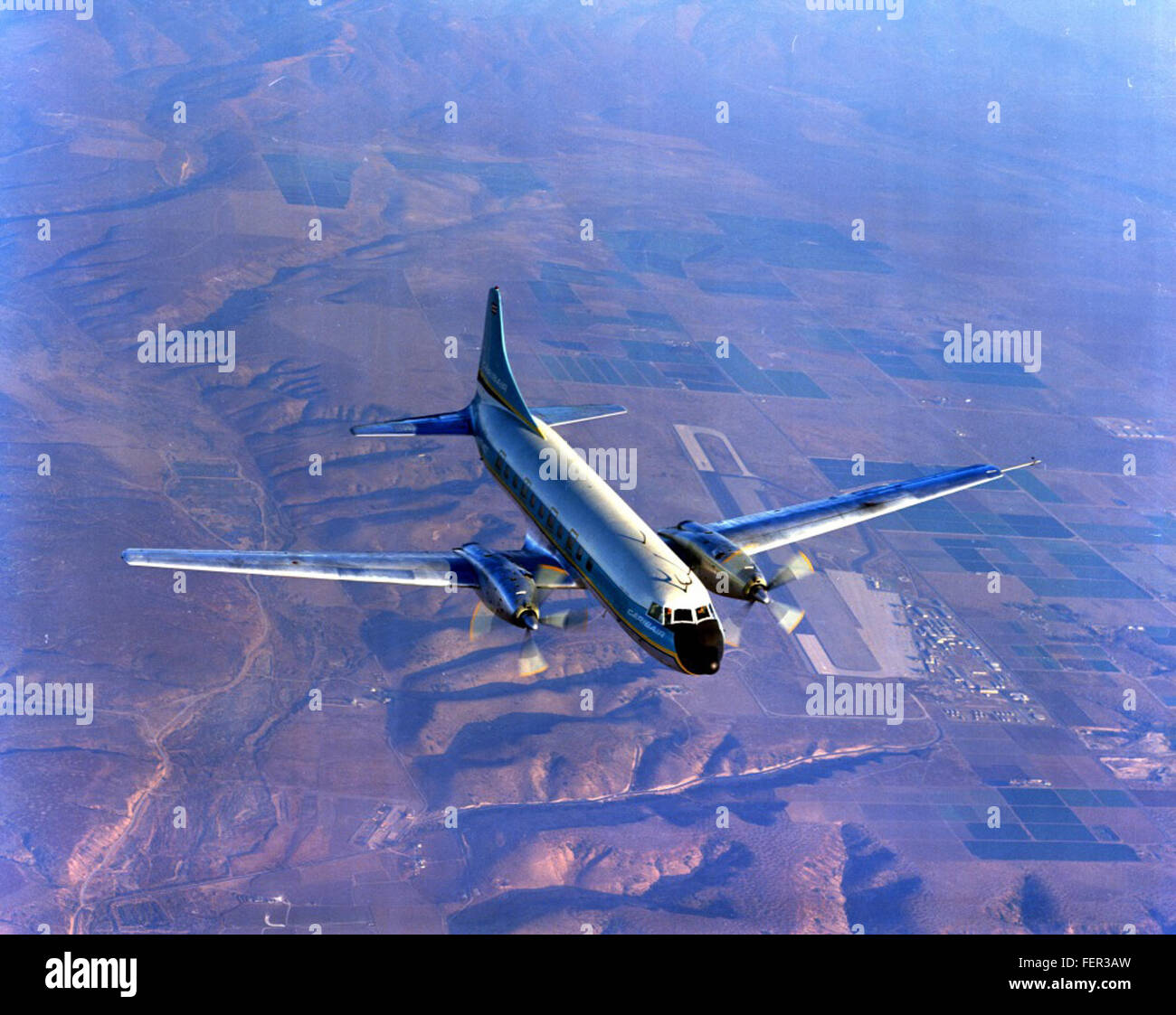 The Convair 640, registered as N3407, operated by Caribair, is captured ...