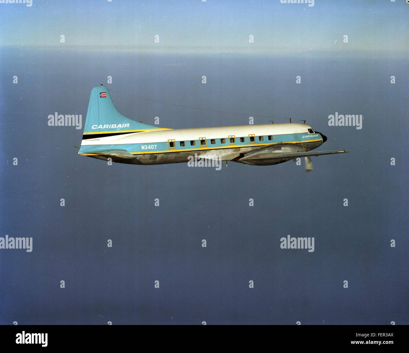 The Convair 640, registered N3407, was used by Caribair for regional ...