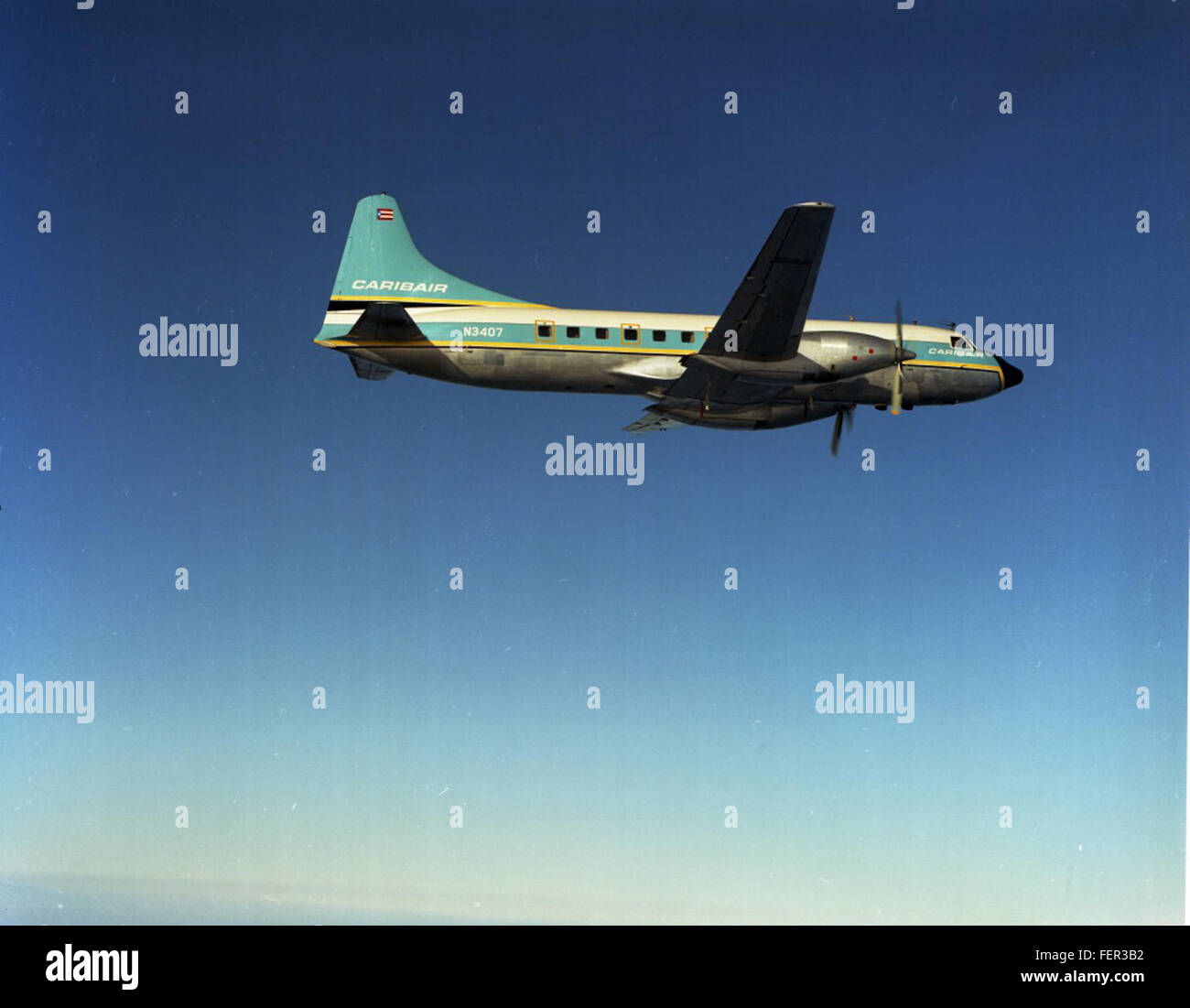 Convair 640 N3407, a Caribair aircraft, pictured on November 10, 1965 ...