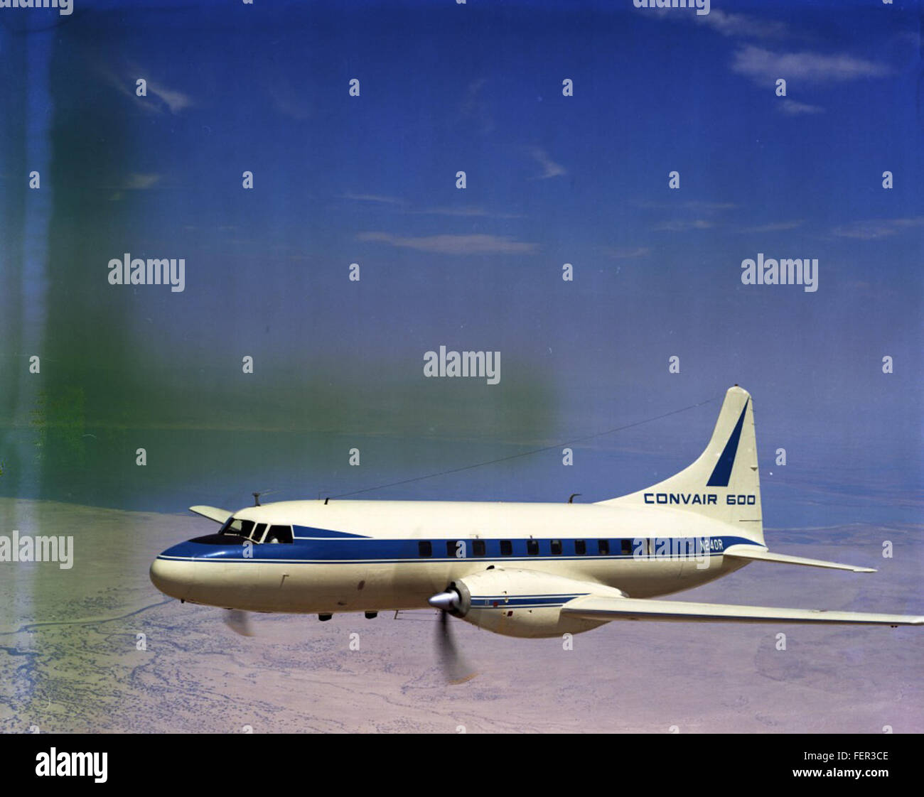 Convair 600, registration N240R, is a turboprop-powered airliner ...