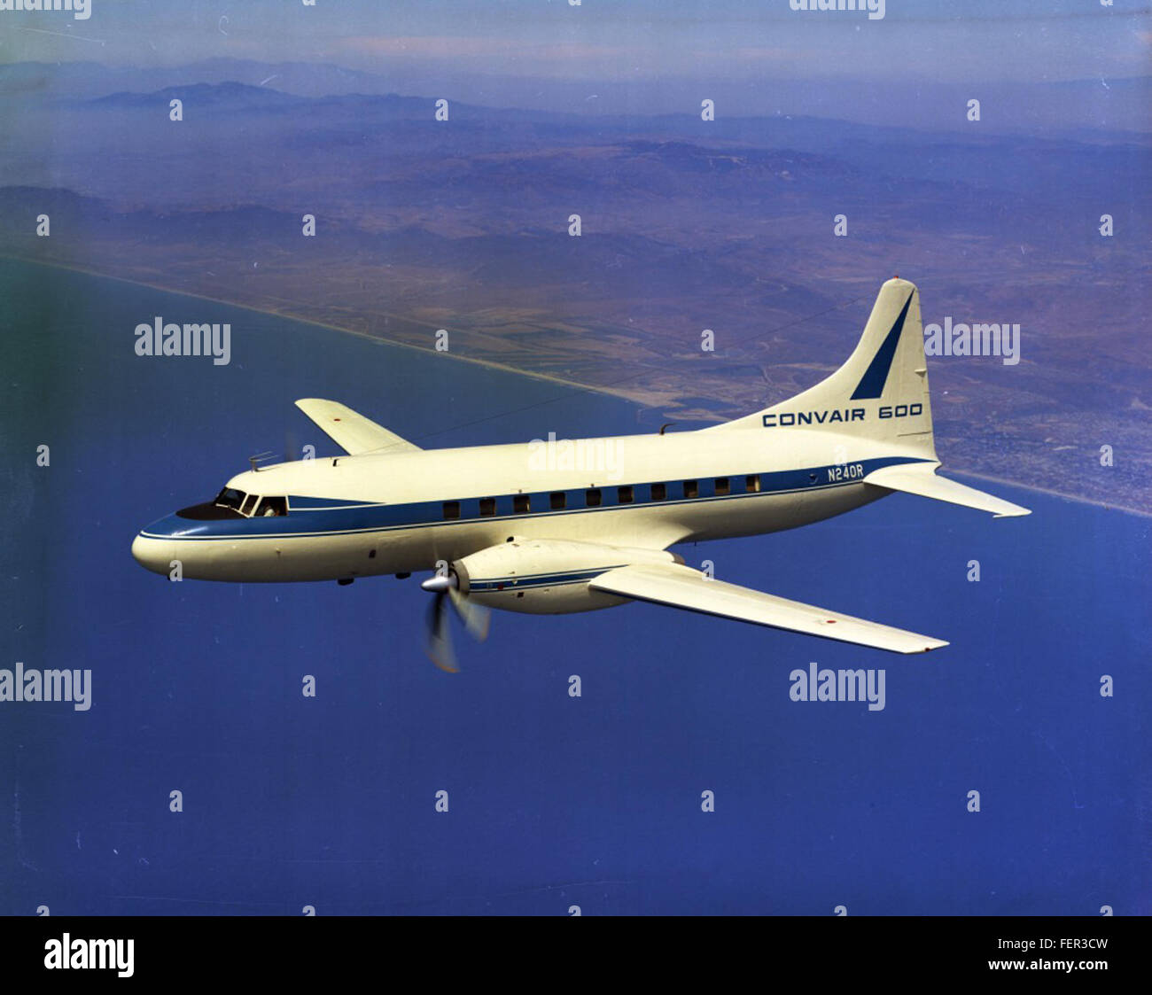 The Convair 600, registered N240R, pictured on 8 September 1966. This twin-engine turboprop ...