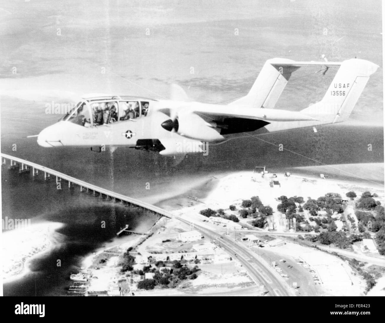 This image captures a North American OV-10 Bronco, a light attack and ...