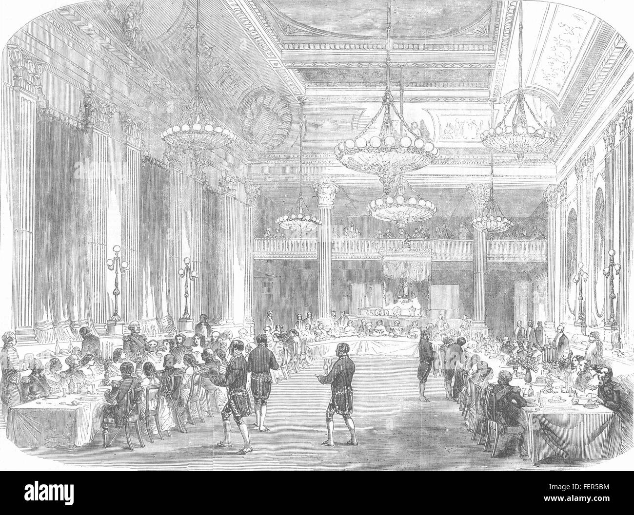 DUBLIN CASTLE Grand banquet to the Knights of St. Patrick. Ireland 1857 ...