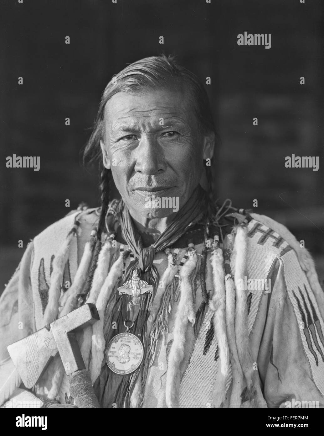 A portrait of Chief Duck, an Indigenous leader. The image likely ...