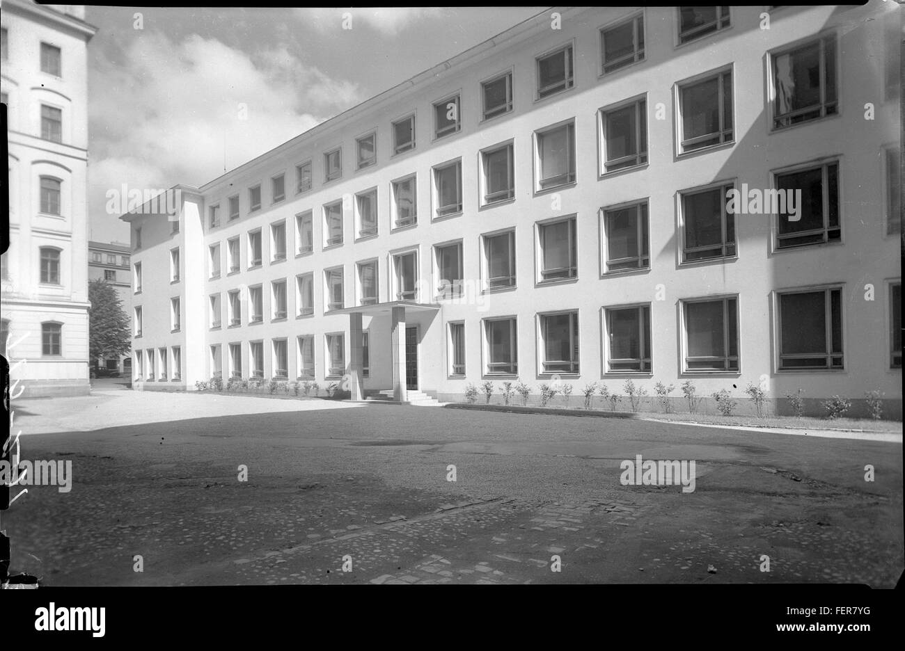 This image shows the entrance and facade of a chemistry laboratory, a ...