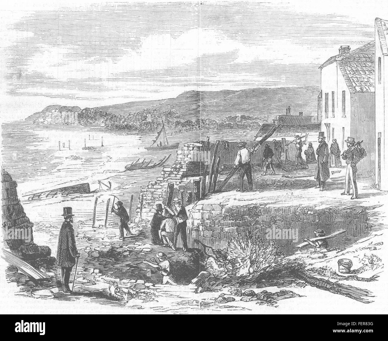 SOMERSET Effects of the late storm at Minehead, Somersetshire 1859 ...