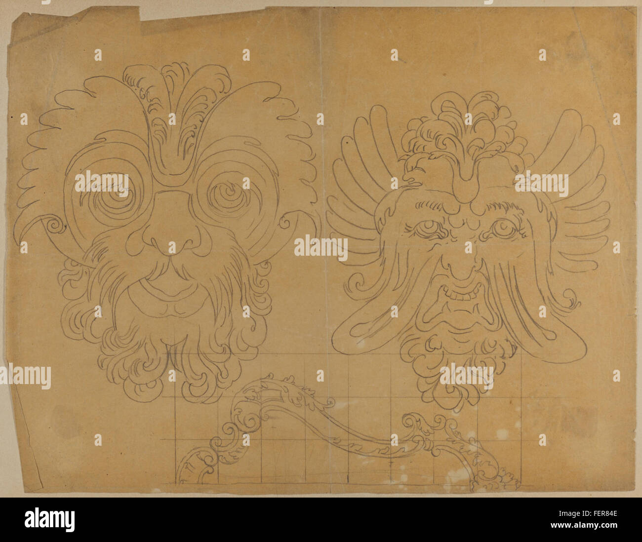 Johann Friedl's sketchbook features various sketches of masks ...
