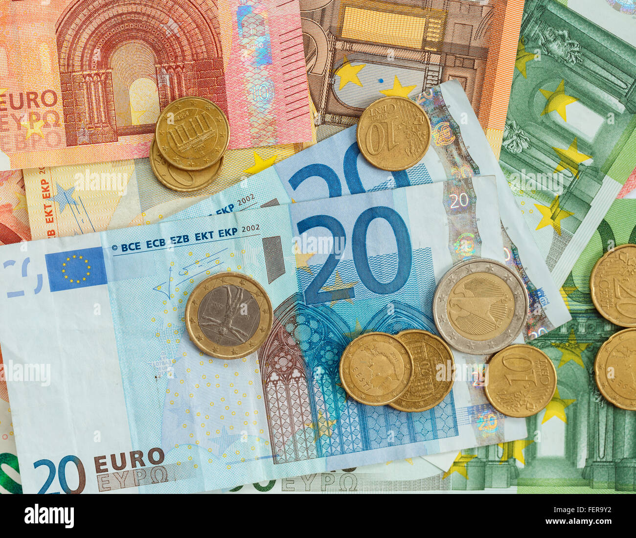 Money euro coins and banknotes background Stock Photo - Alamy