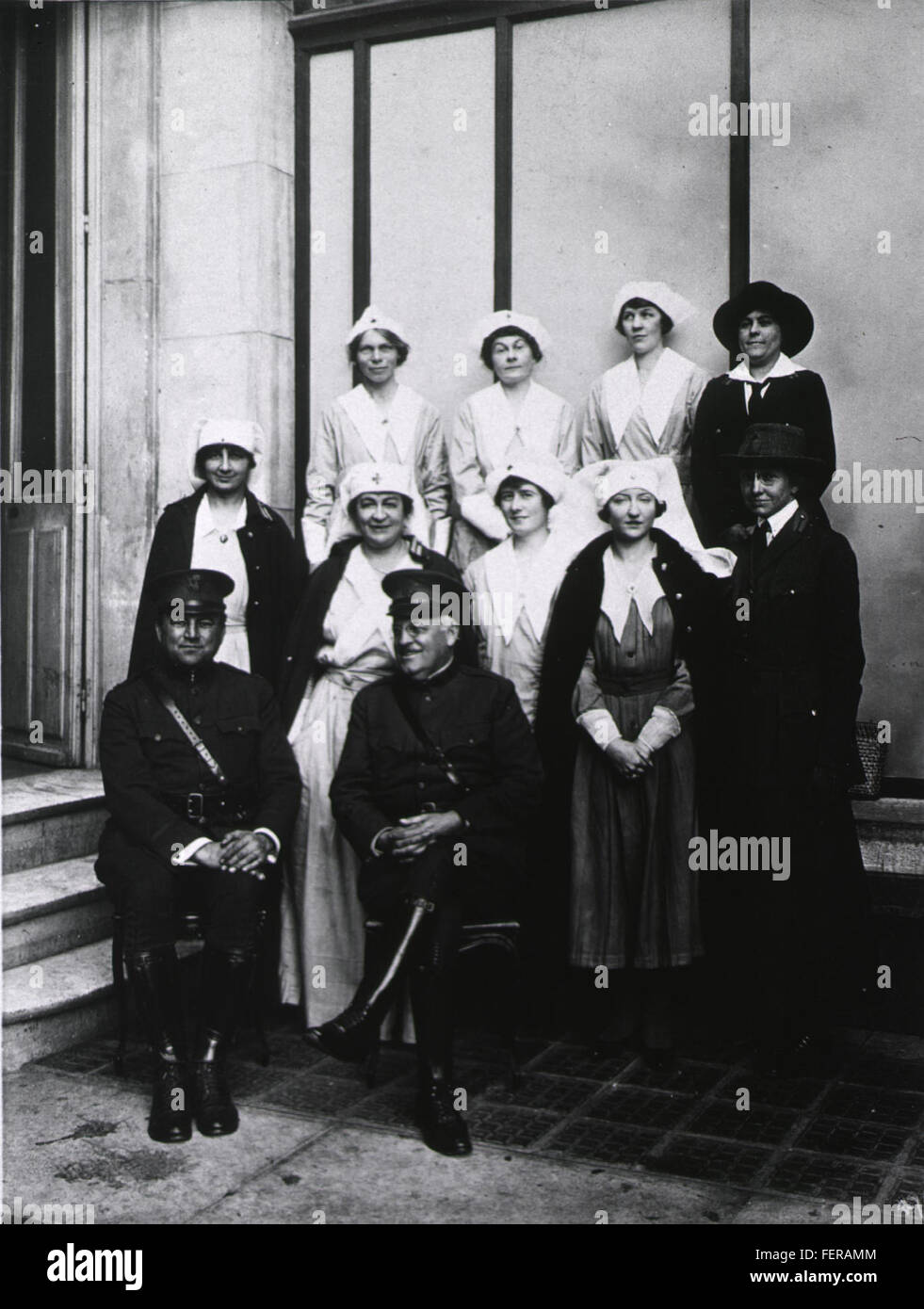 US Army Hospital Center, Vichy, France, American Red Cross staff Stock ...
