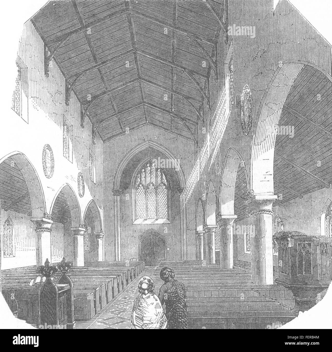 BUCKINGHAMSHIRE Wooburn Church, Bucks, restored 1856. Illustrated ...