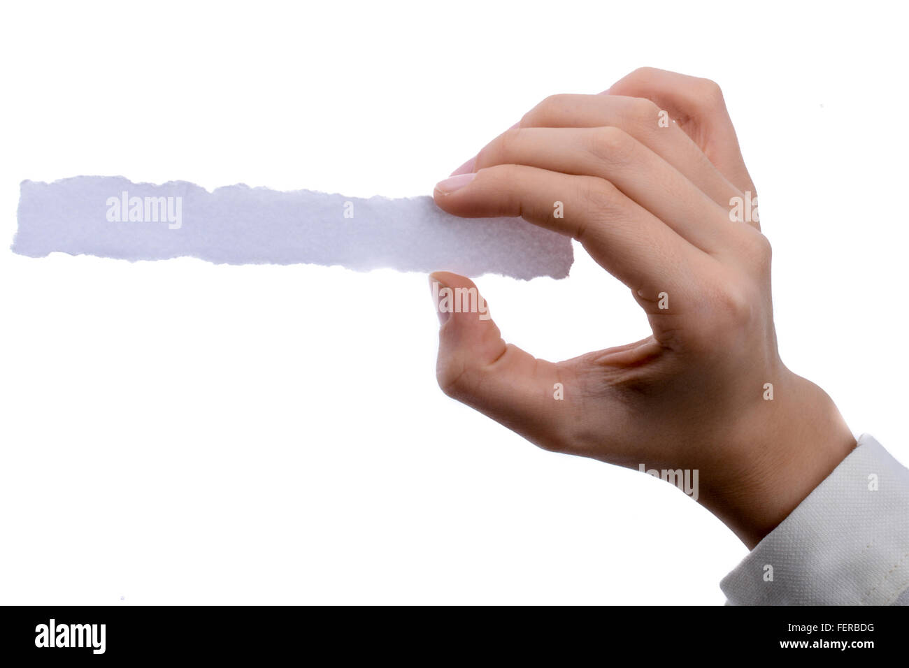hand holding a piece of torn paper Stock Photo - Alamy