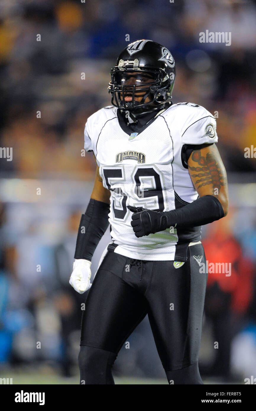Orlando, FL, USA. 5th Nov, 2010. Omaha Nighthawks linebacker Cato June ...