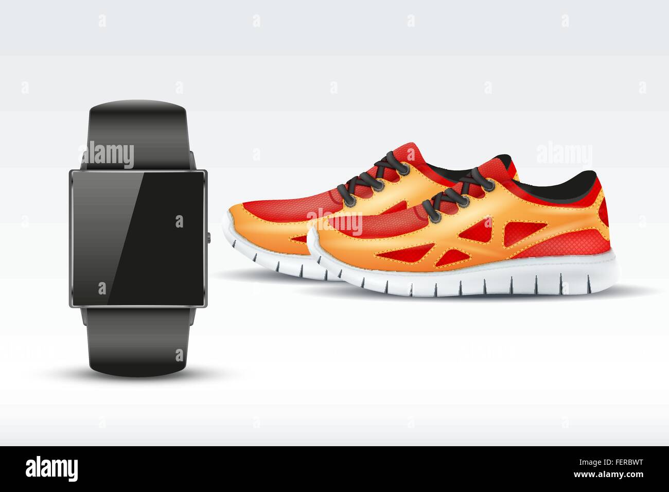 Sport digital smart watch and sneakers Stock Vector Image & Art - Alamy