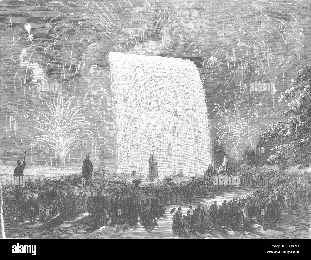 LONDON Fireworks at the Crystal Palace 1869. Illustrated London News ...