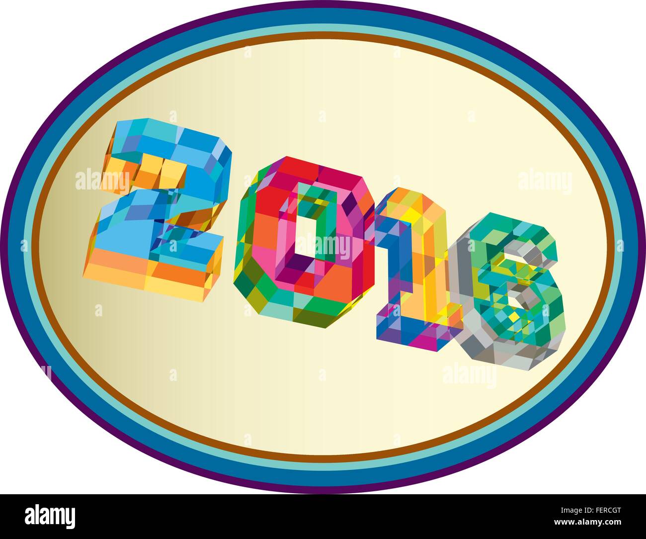 Low polygon style illustration of the number new year 2016 set inside ...