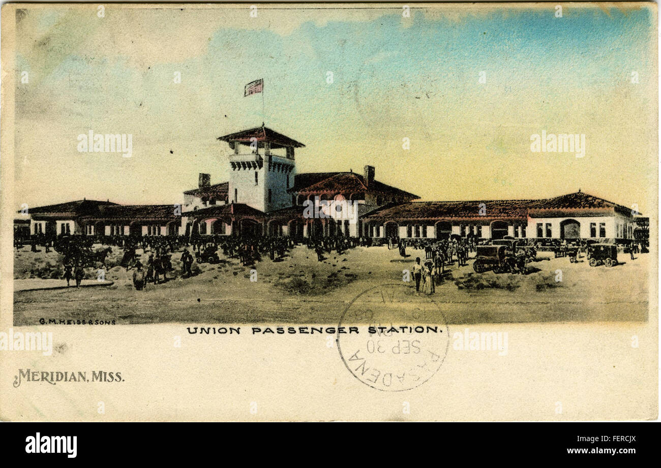 A historical photograph of the Union passenger station in Meridian ...