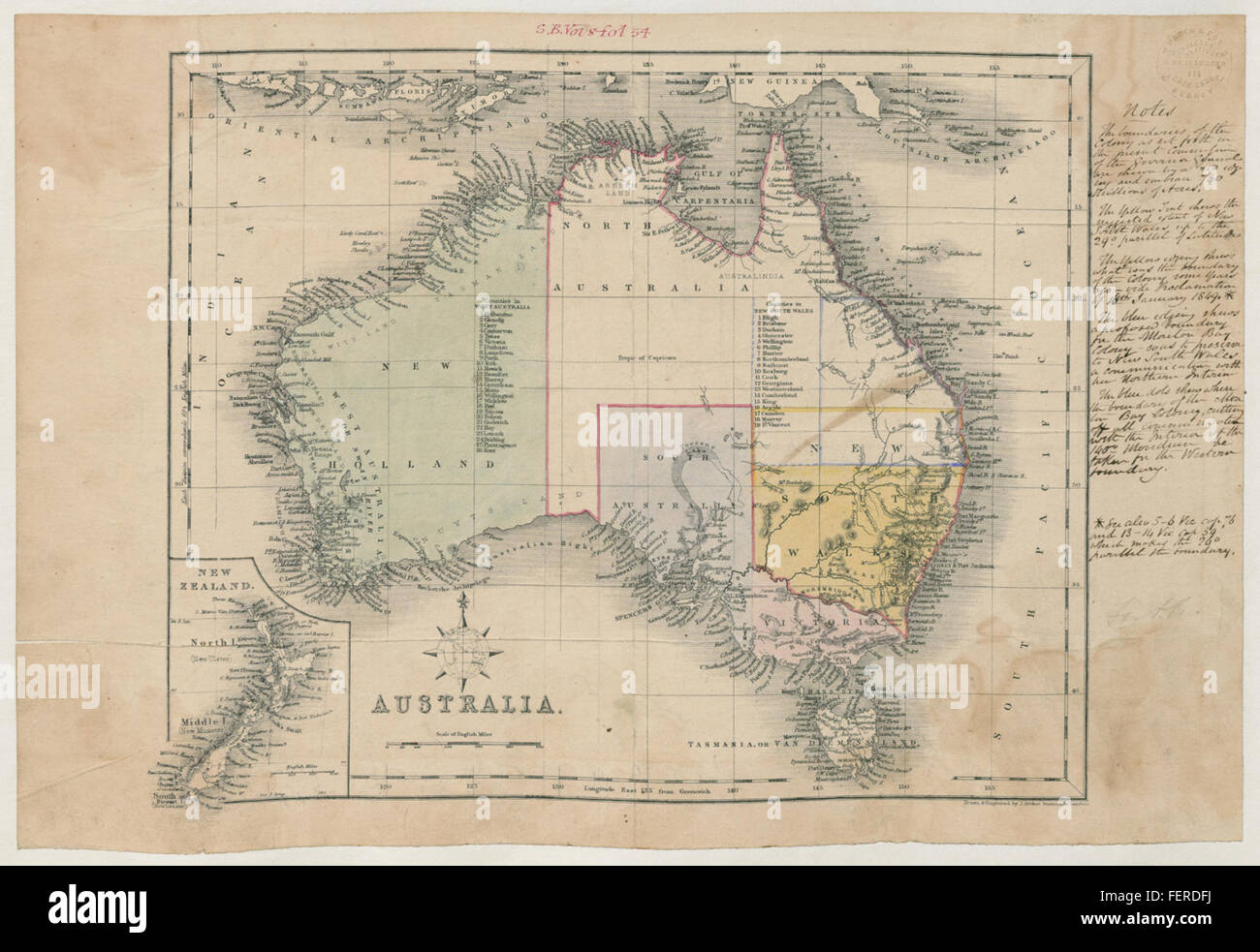 A historical map of Australia, showing the boundaries of the colony as ...